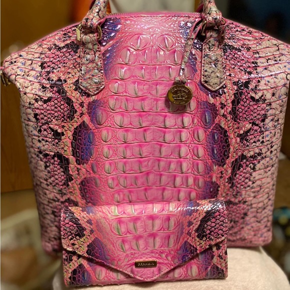 Brahmin | Bags | Brahmin Duxbury Pink Cobra And Matching Wallet | Poshmark